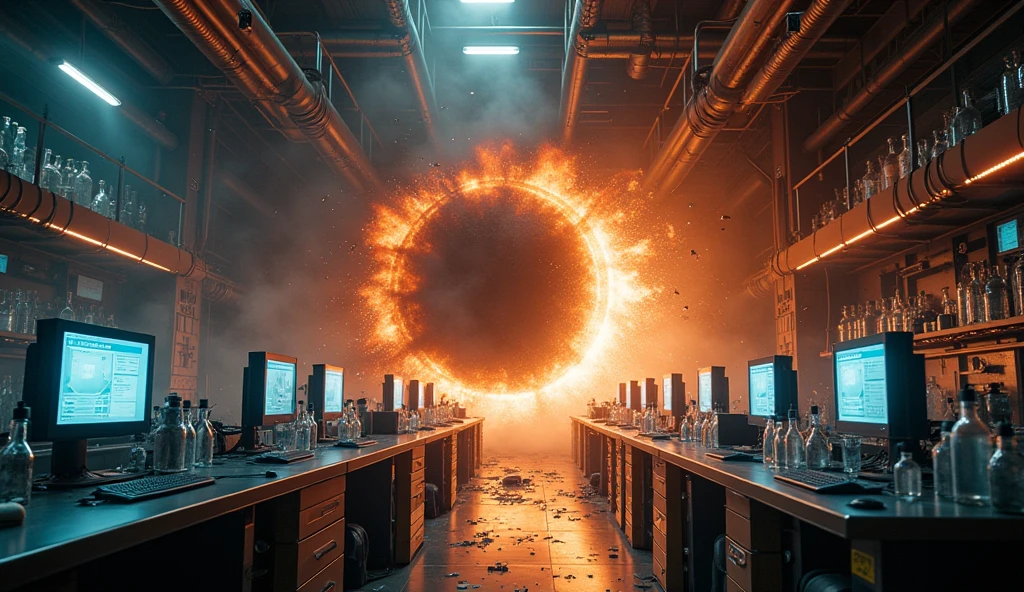 Realistic image of a high-tech laboratory filled with advanced ...