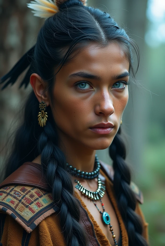 An ethereal native male American. He is seventeen years of age - SeaArt AI