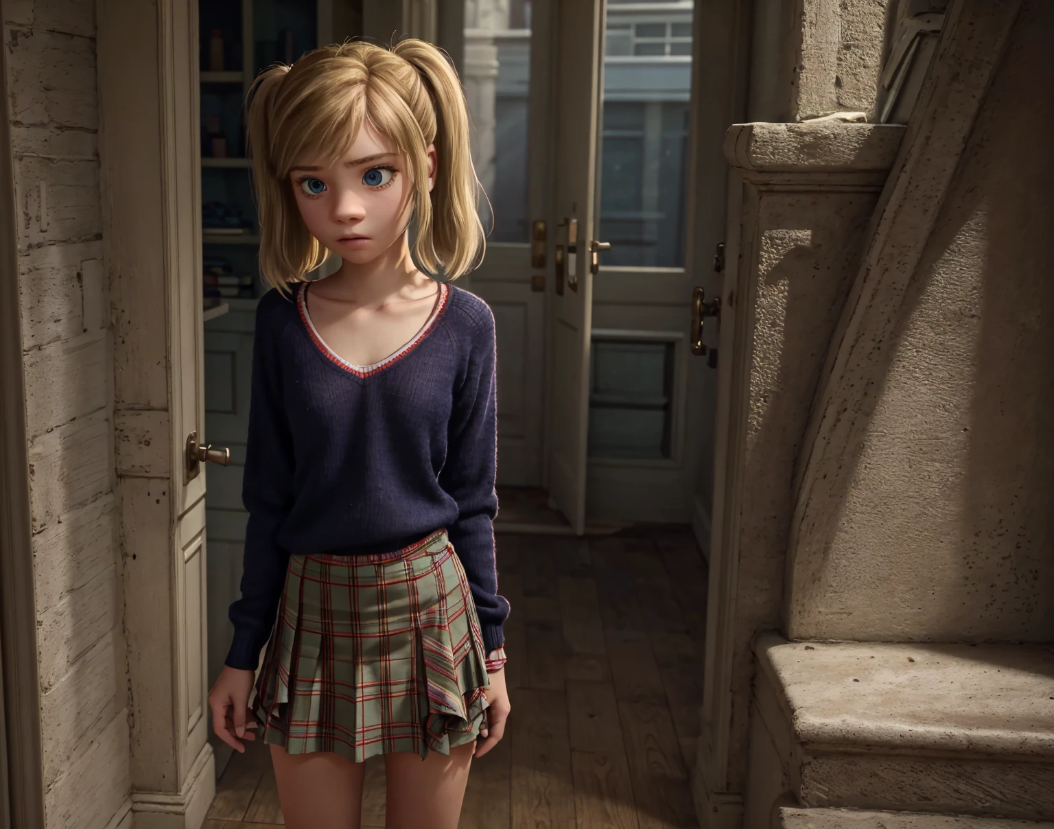 A young blonde girl stands confidently as the central subject in the ...