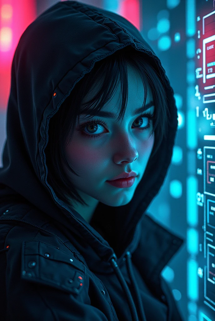 Hacker hidden intelligent animated face - SeaArt AI