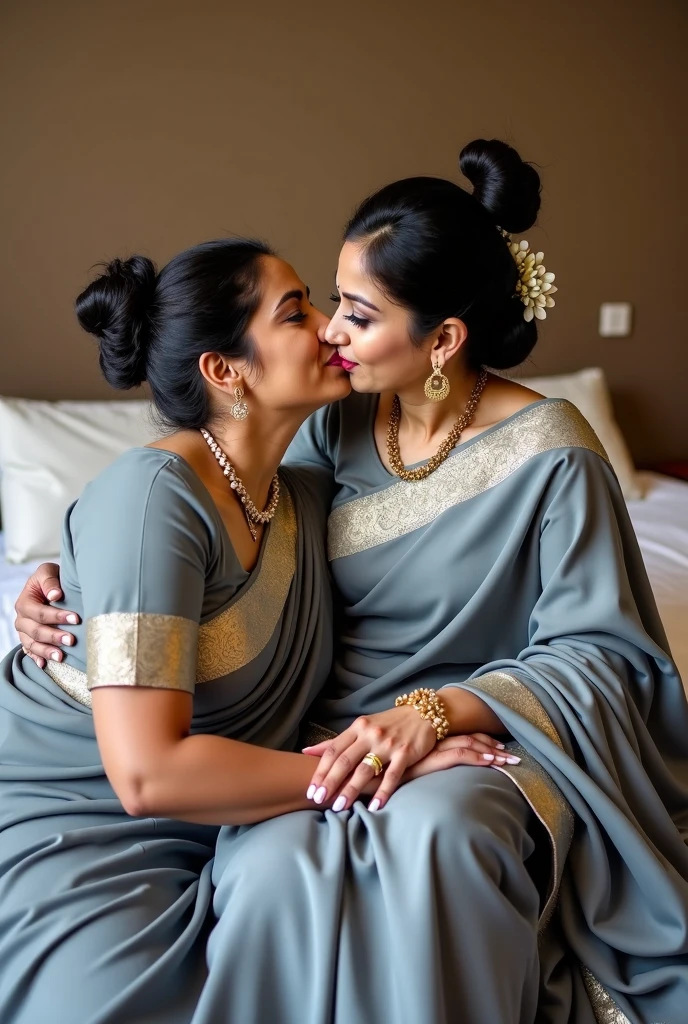 Indian 66 year old plus sized wife ,(wearing gray colour glossy bridal ...