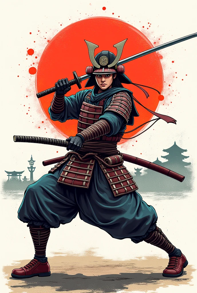 Drawing of a samurai , dynamic pose , manga style drawing - SeaArt AI
