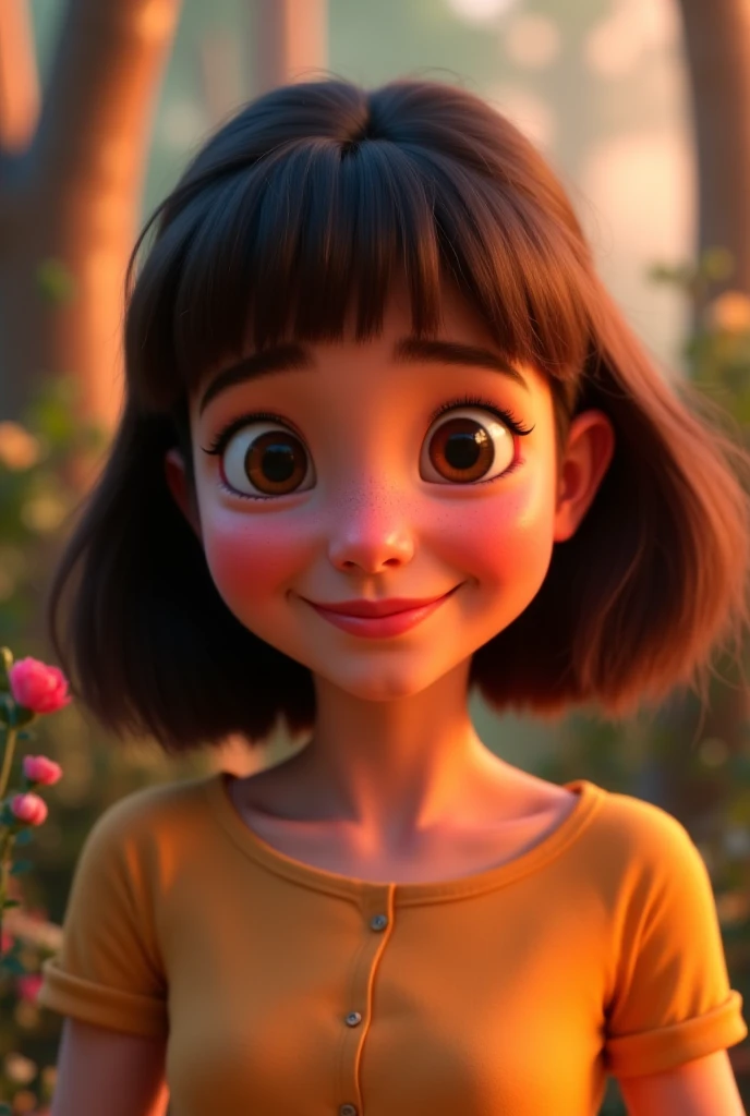 Create Disney Pixar , of a , with brown shoulder-length hair - SeaArt AI