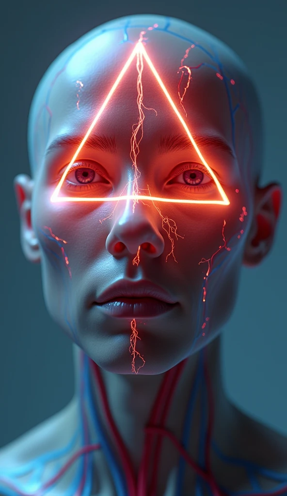 "A realistic depiction of a human face looking in front of the camera ...