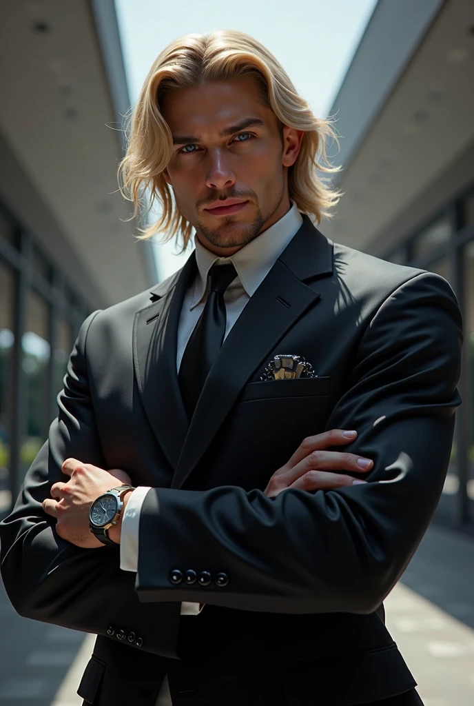 A young and handsome, elegant and muscular Mafia man with very clear ...