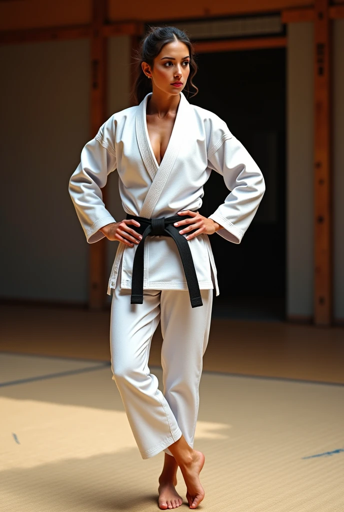 Chilean milf judo athlete . debout, les mains sur les hanches - SeaArt AI