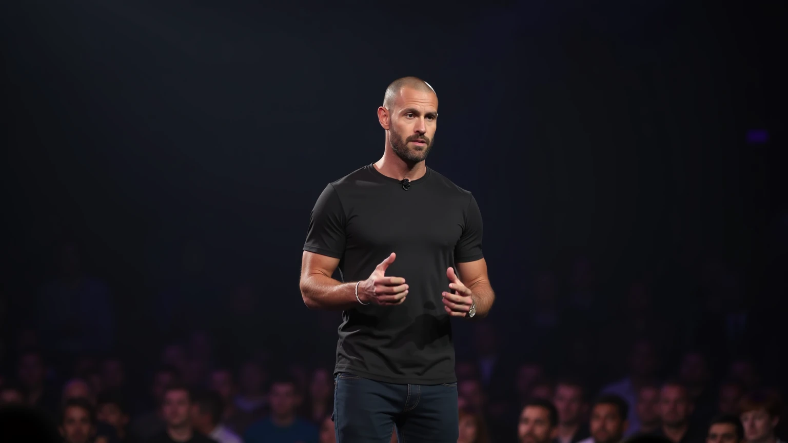 high quality, 8k Ultra HD, a man on a stage at an event speaking ...