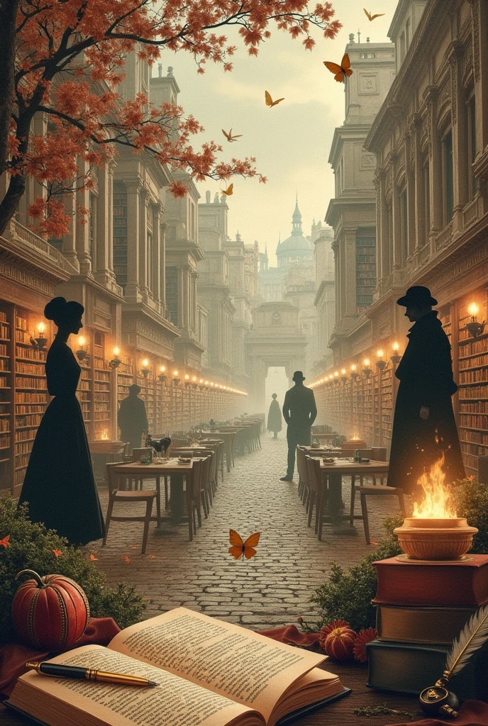Collage background for presentation about classic literature - SeaArt AI