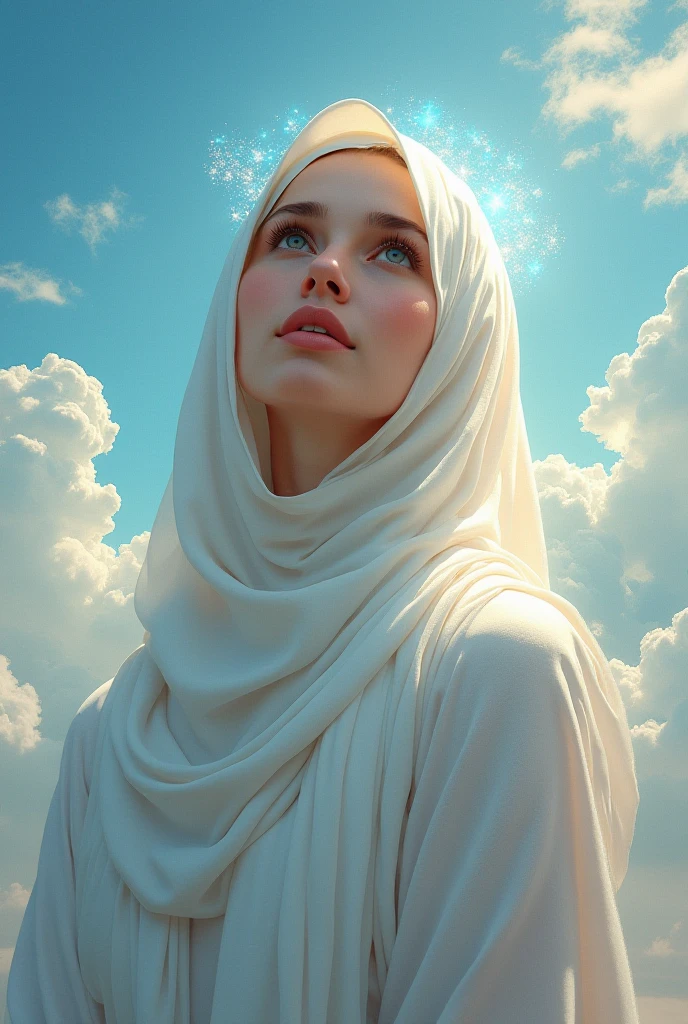 Digital paint for a woman wearing hijab in the heaven - SeaArt AI