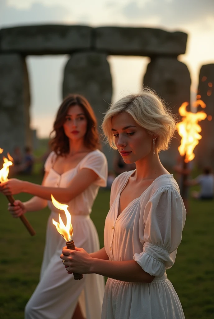 Create beautiful young men with torches with short blond hair - SeaArt AI