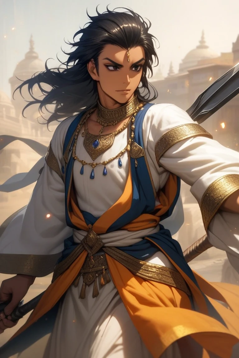 Prince, man, high, delgado, beautiful, tanned skin , black hair - SeaArt AI