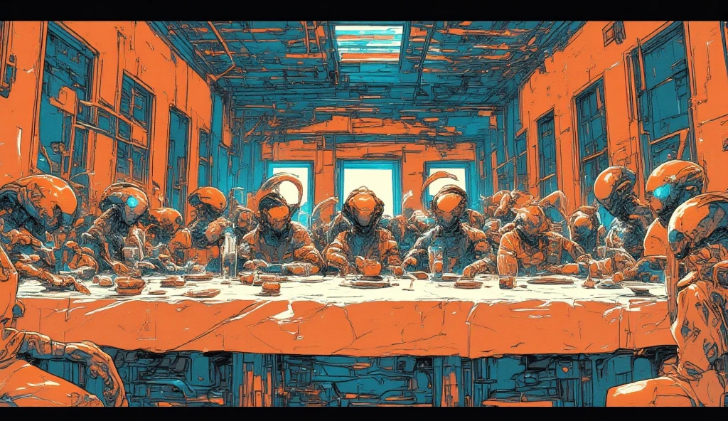 Aliens at the Last Supper, depicting Da Vinci's Last Supper with aliens ...