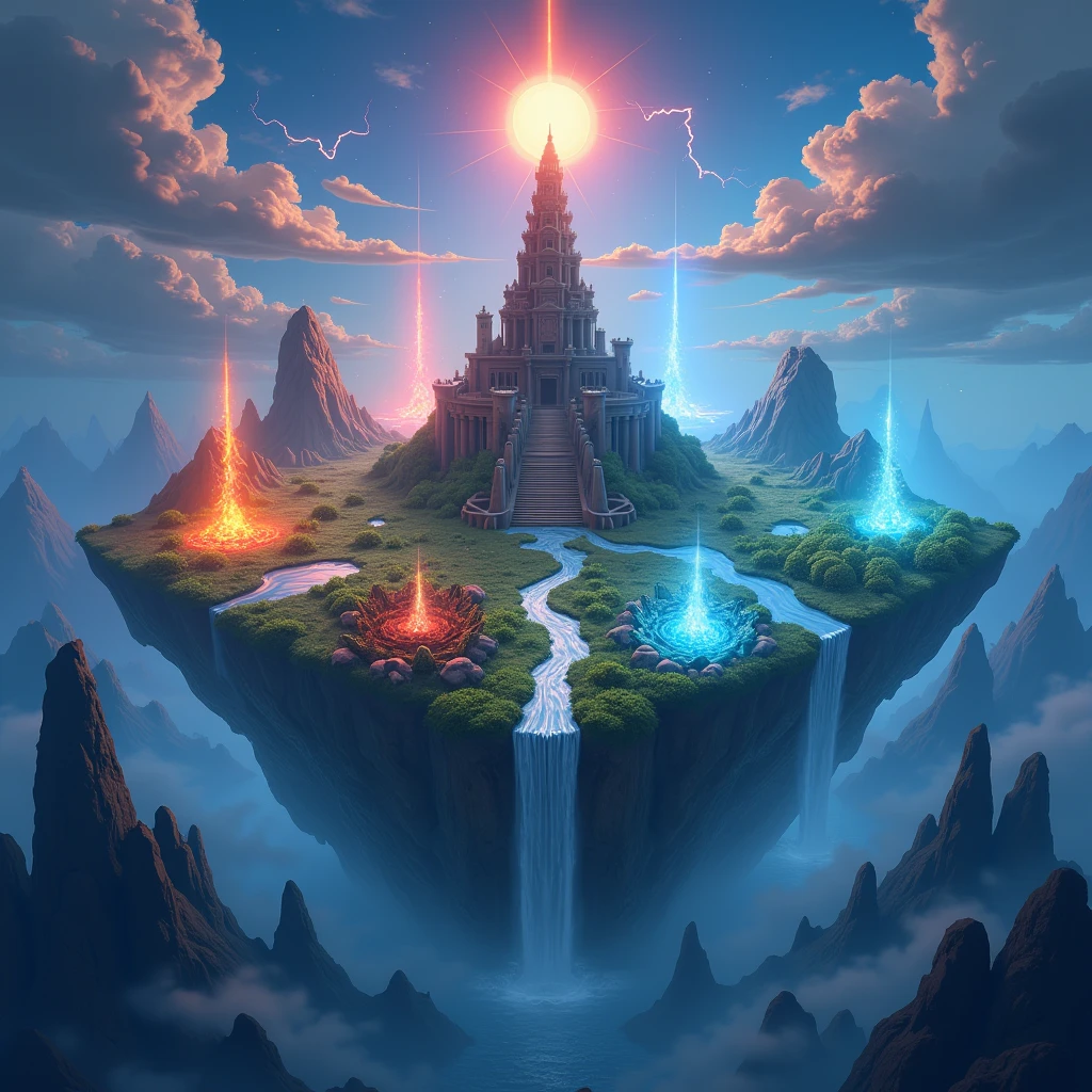 Make a thumbnail image for an adventurous fantasy landscape Roblox game ...