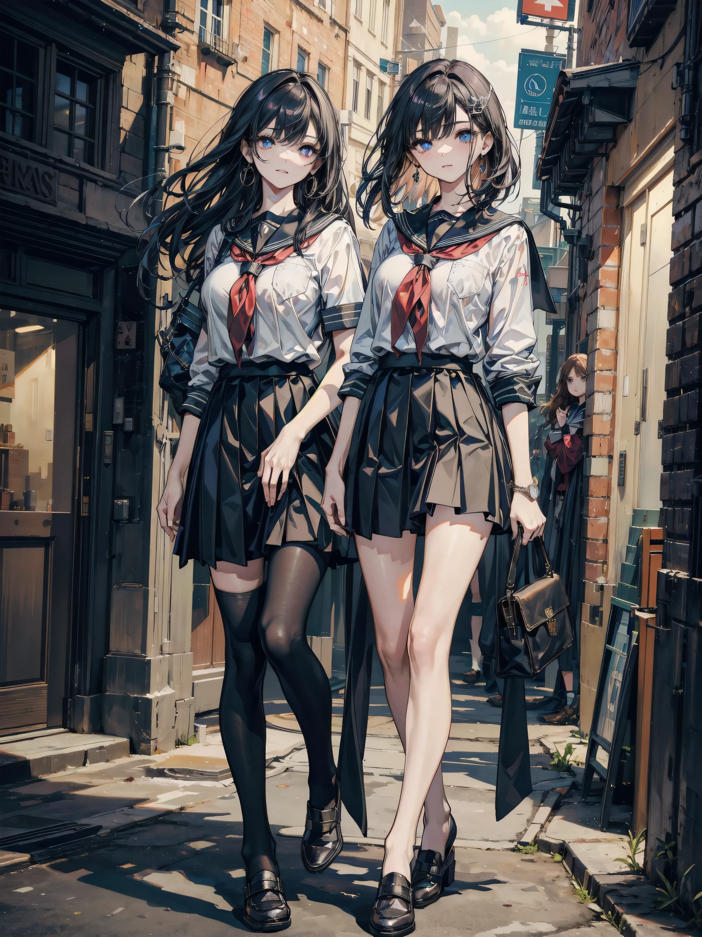 "A cheerful scene of a girl taking a relaxed walk on a sunny day ...