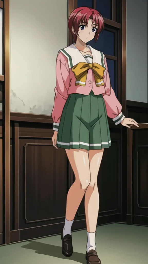 red hair、 shortcut、bangs、悲しface、Blue Eyes、 full body style that ...