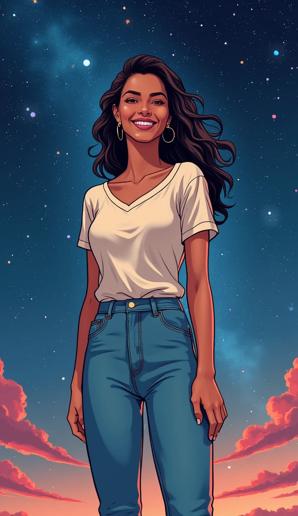 A discreet comic-book-style illustration of an adult American woman in ...