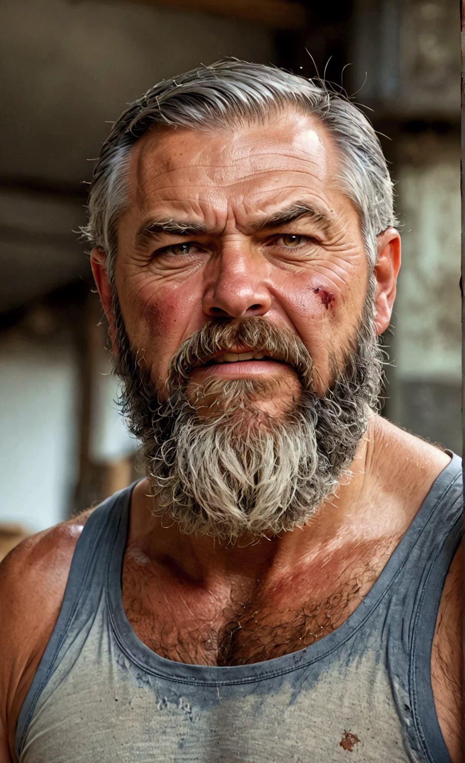 one men (((fat lumberjack))) from 60 to 50 years old, beard and gray ...