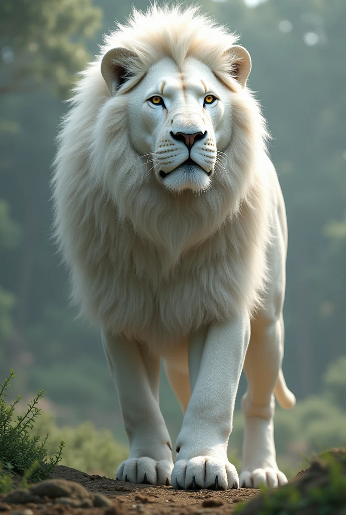 Create a lion color white large size big mane - SeaArt AI