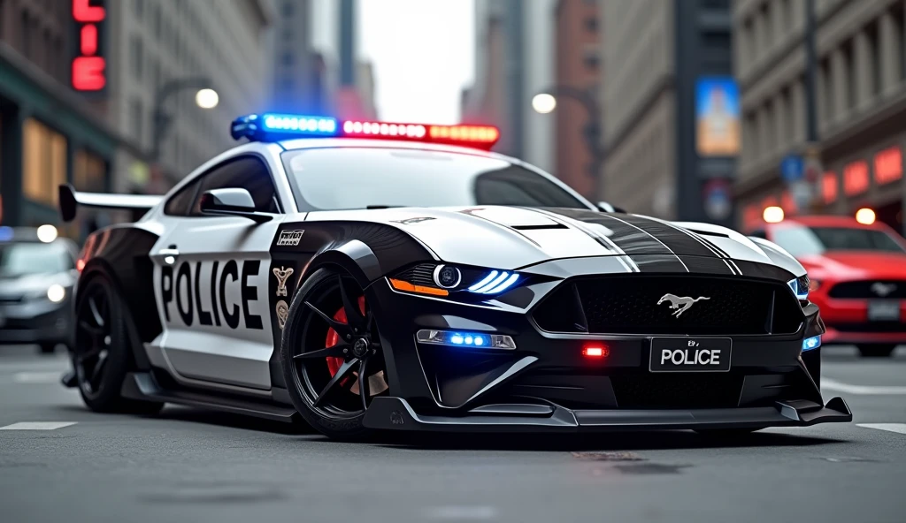 A sleek and aggressive Ford Mustang modified into a high-performance ...