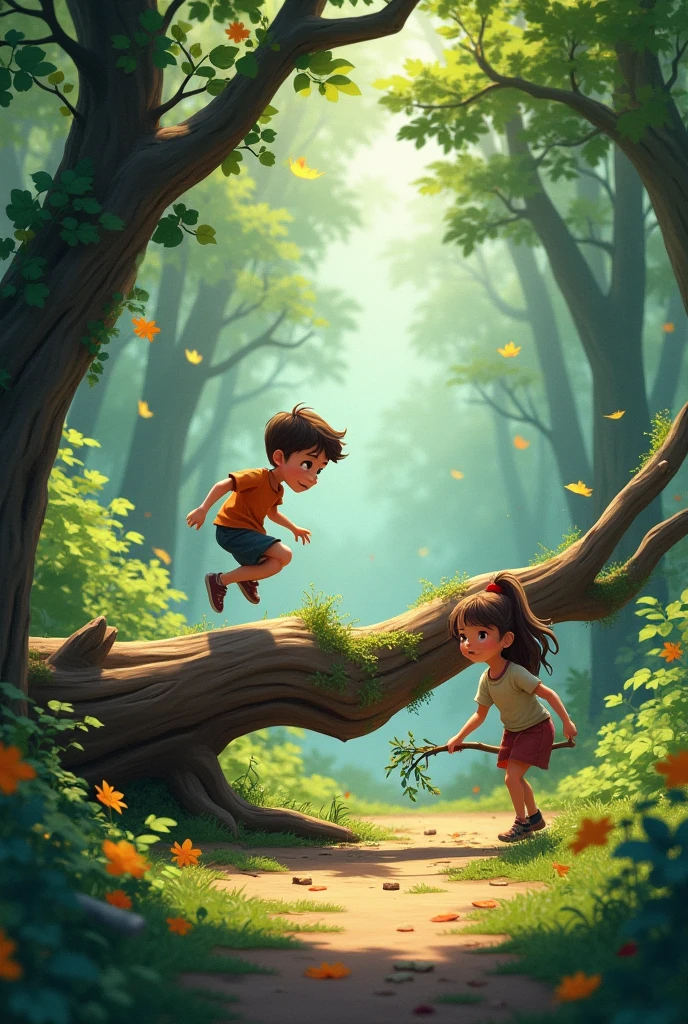 I want the same scene of the fallen tree halfway in the woods but the ...