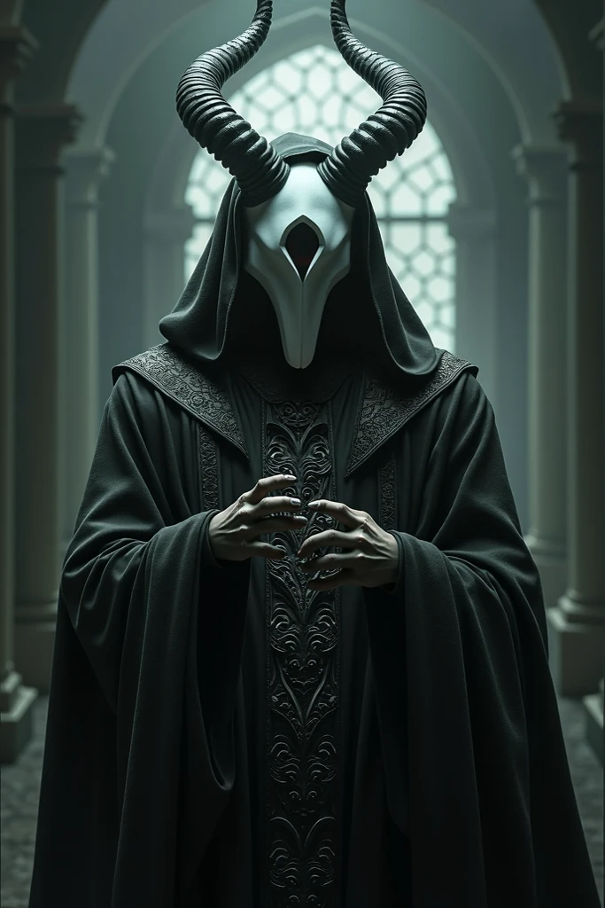 Whitel mask .one eyed MASK、DEVIL Priest 、赤く光る - SeaArt AI
