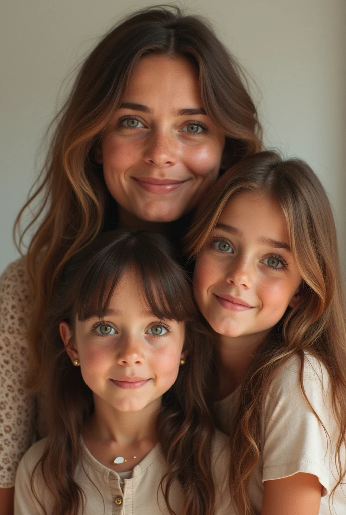 Family of 4: mother: long straight and light brown hair , utiliza ...