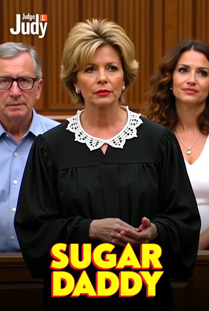 Setting: The image is set in a courtroom, prominently featuring the ...