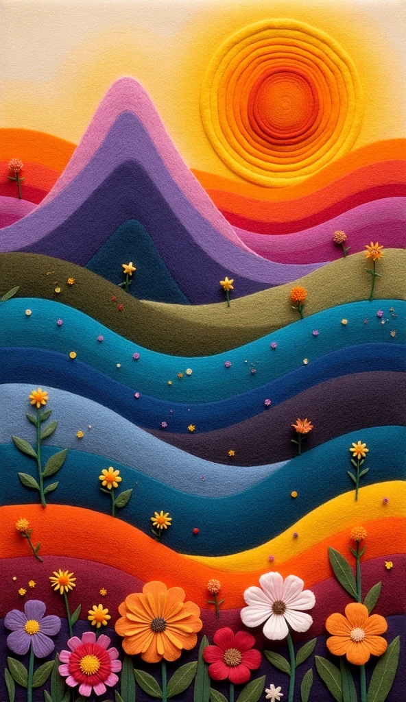 This artwork is a textile piece, likely needle felted or using a ...
