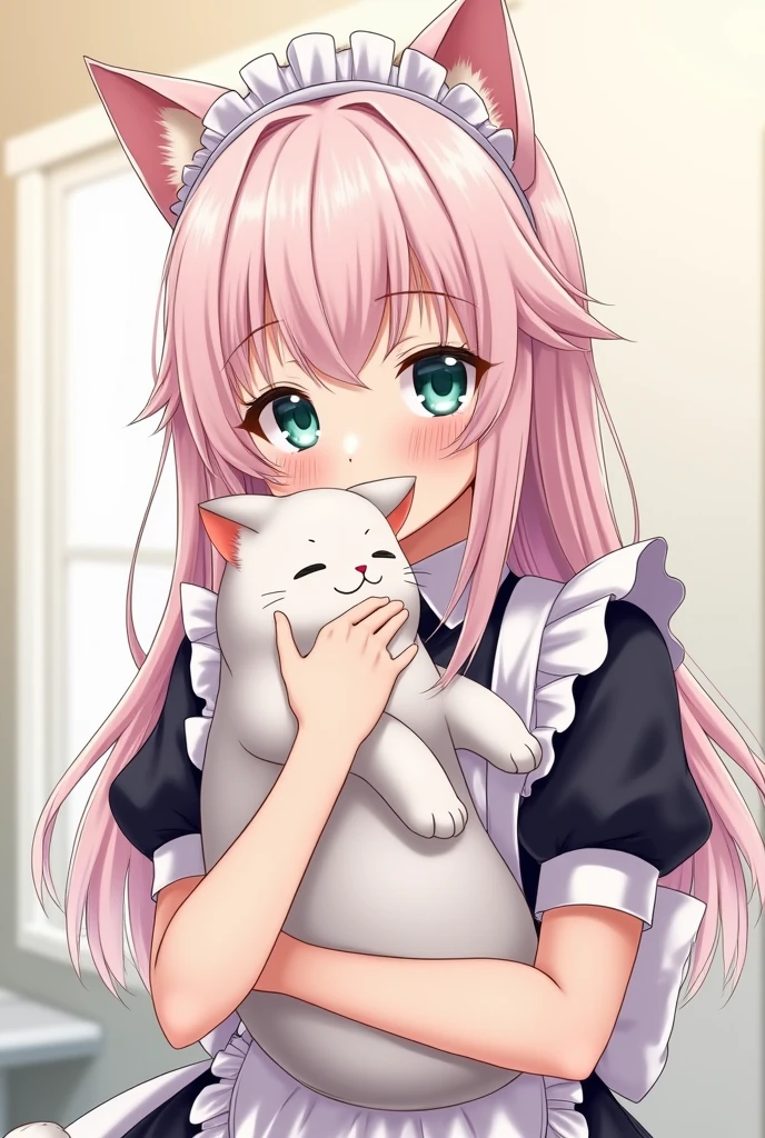 Anime girl with a cat in her arms, anime catgirl, cute anime catgirl ...