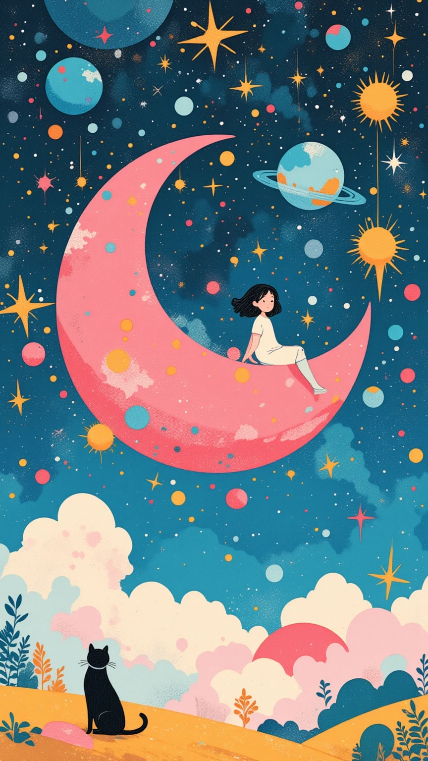 Girl Riding a Star