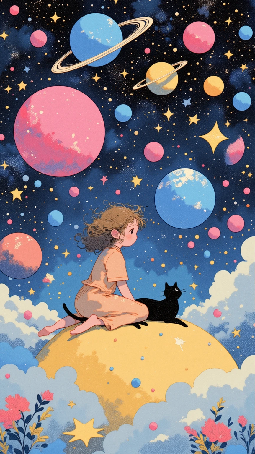 Girl Riding a Star