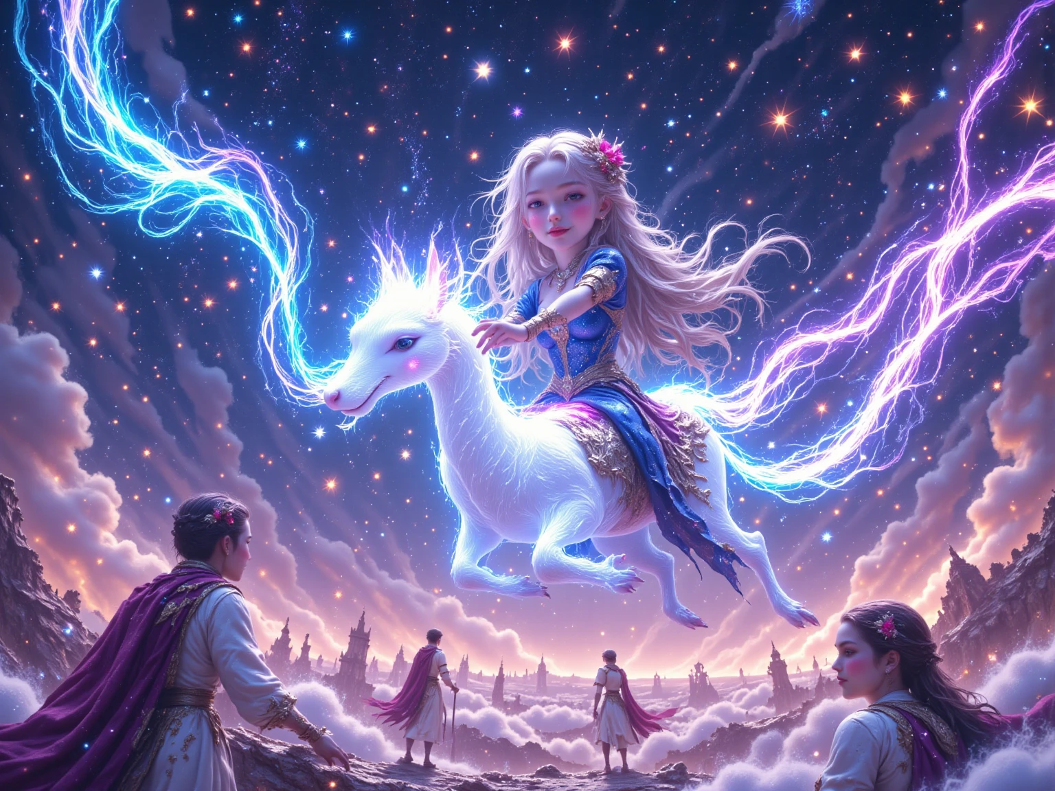 A stunning 3D-rendered scene featuring a shooting star with long ...