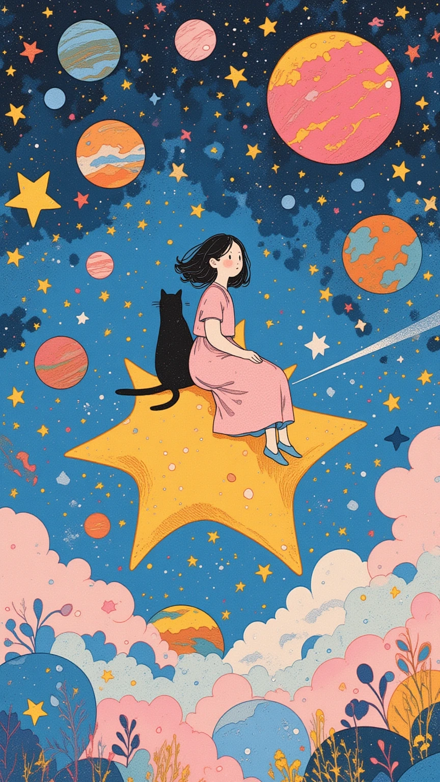 Girl Riding a Star
