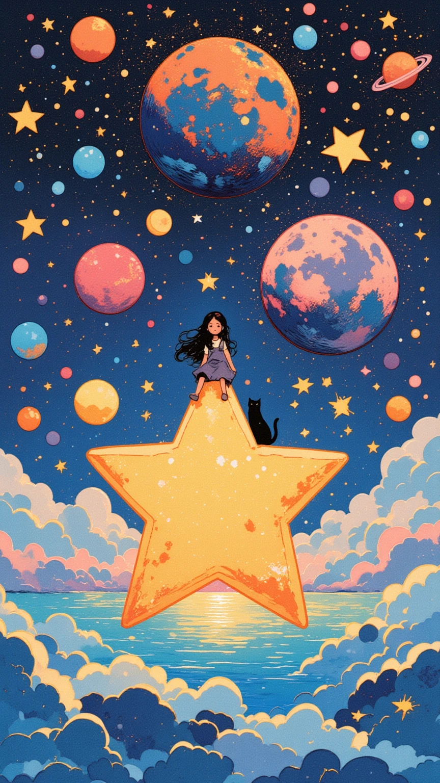 Girl Riding a Star