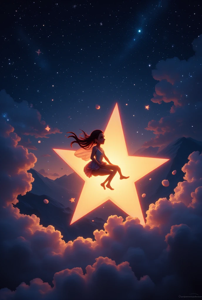 Girl Riding a Star - SeaArt AI