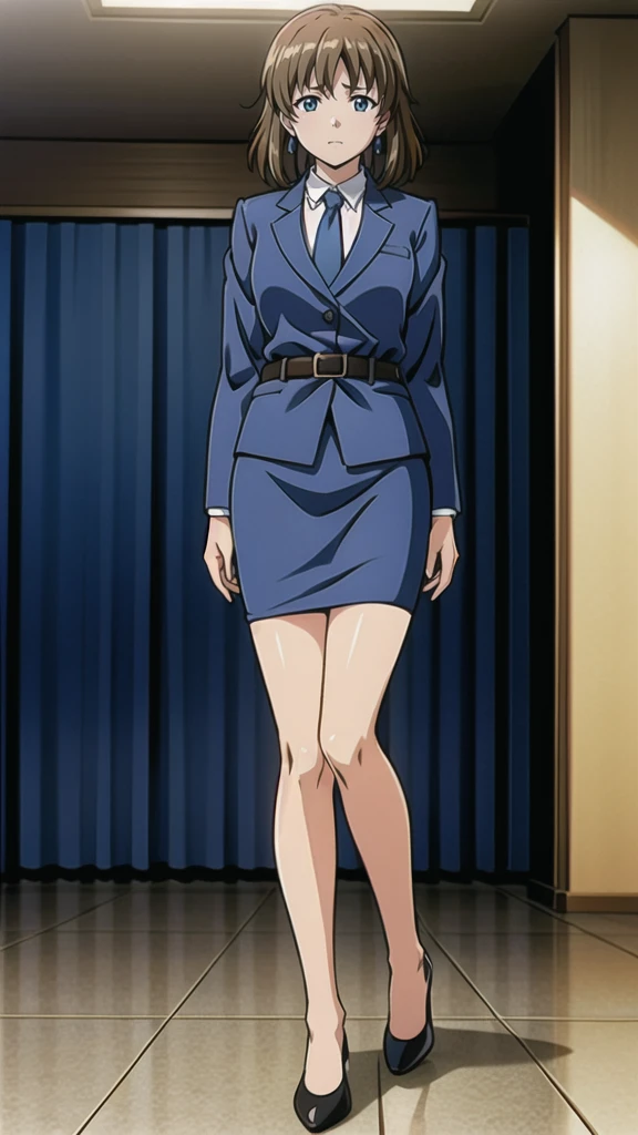 Hiromi Kimizaki、 black tights、茶colorの髪、 medium hair、bangs、悲しface ...