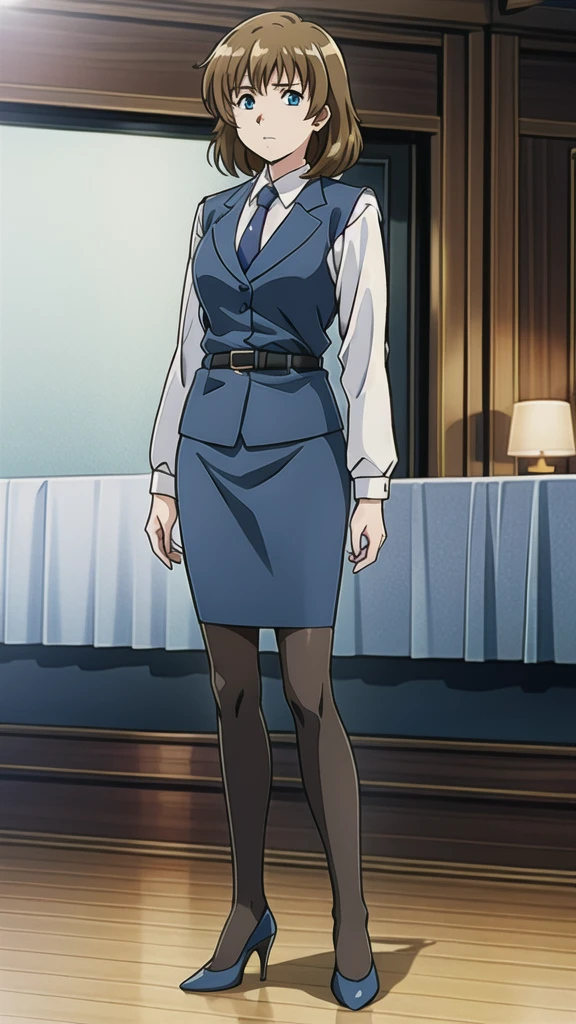 Hiromi Kimizaki、 black tights、茶colorの髪、 medium hair、bangs、悲しface ...