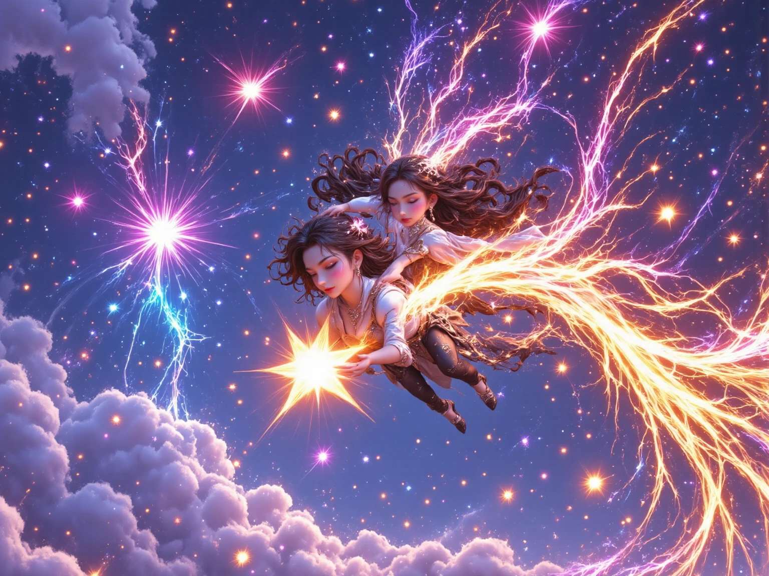 A stunning 3D-rendered scene featuring a shooting star with long ...