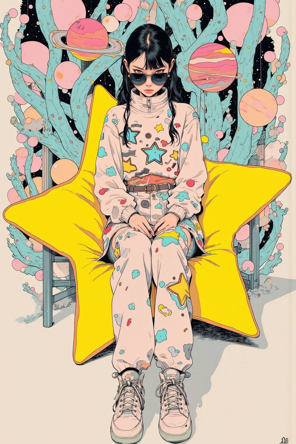 Girl Riding a Star