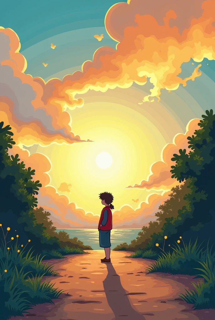 Make an image in a form of cartoon version about It offers a positive ...