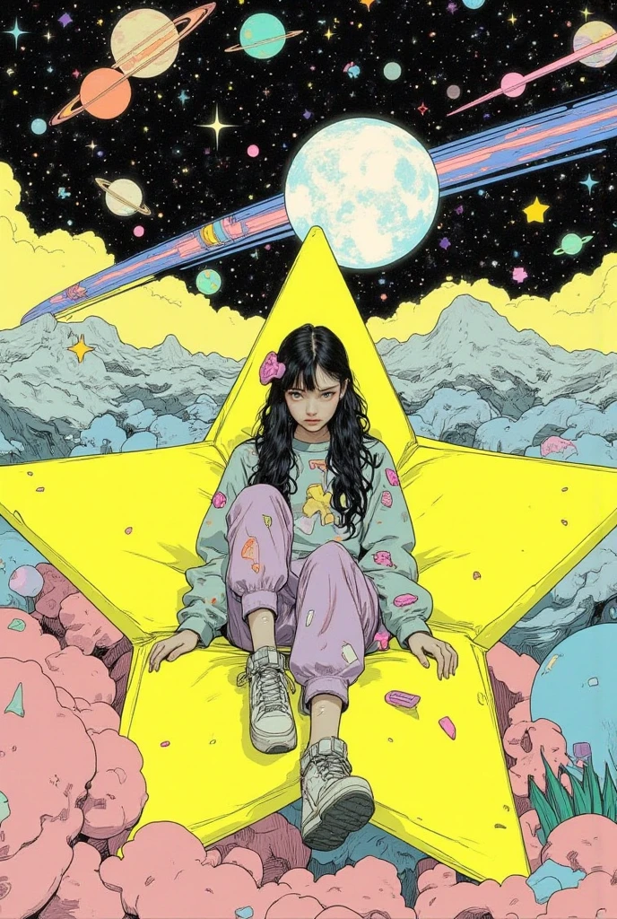 Girl Riding a Star