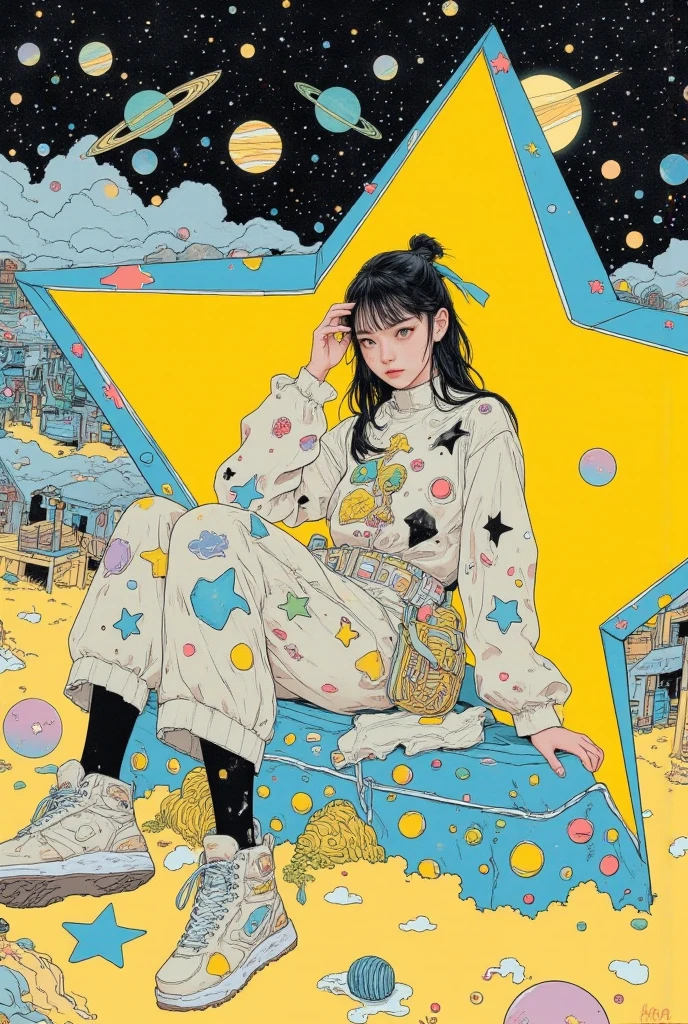 Girl Riding a Star