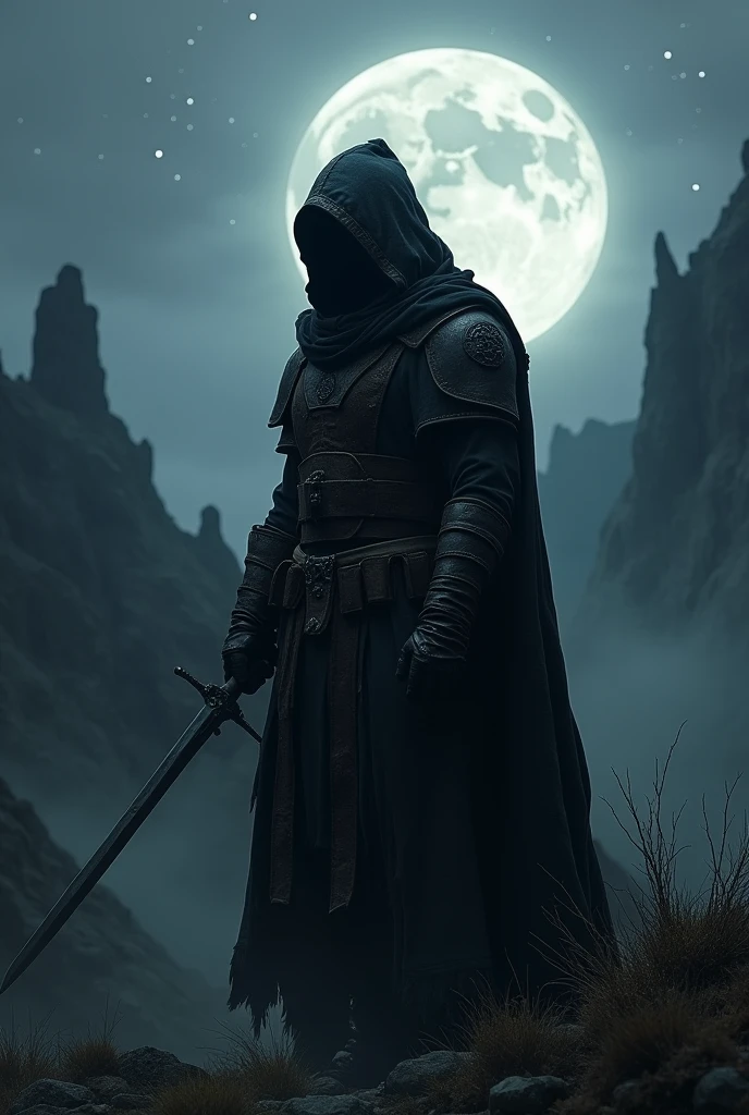 "A shadow fighter embodying the essence of darkness and solitude ...