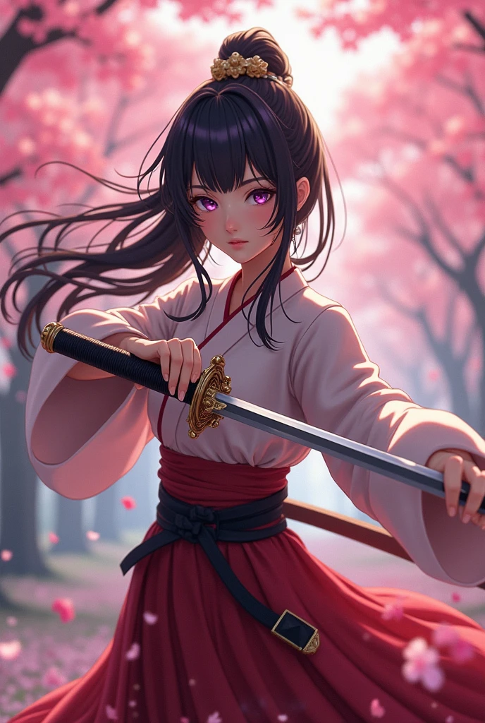 A full body cinematic wideshot of an anime beast woman with focused ...