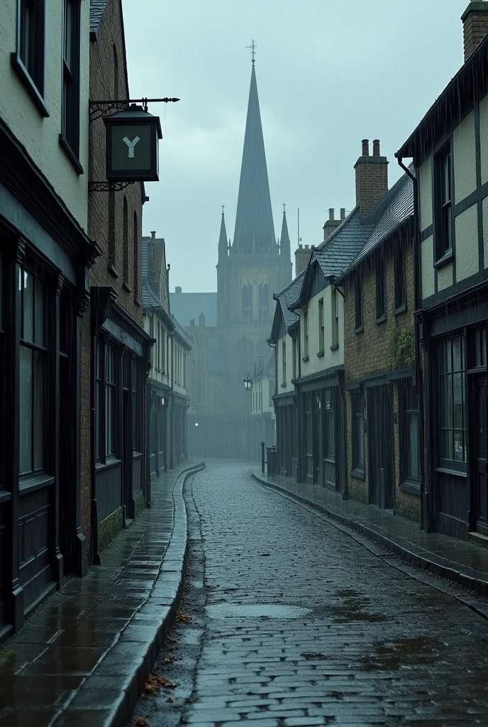 Deserted English streets raining - SeaArt AI