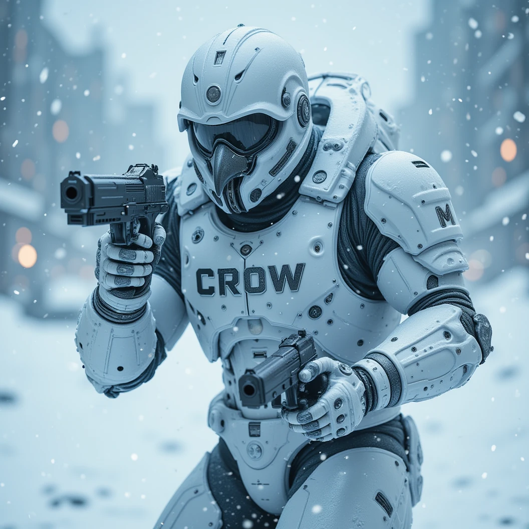 White feathered anthropomorphic crow. Special forces soldier - SeaArt AI