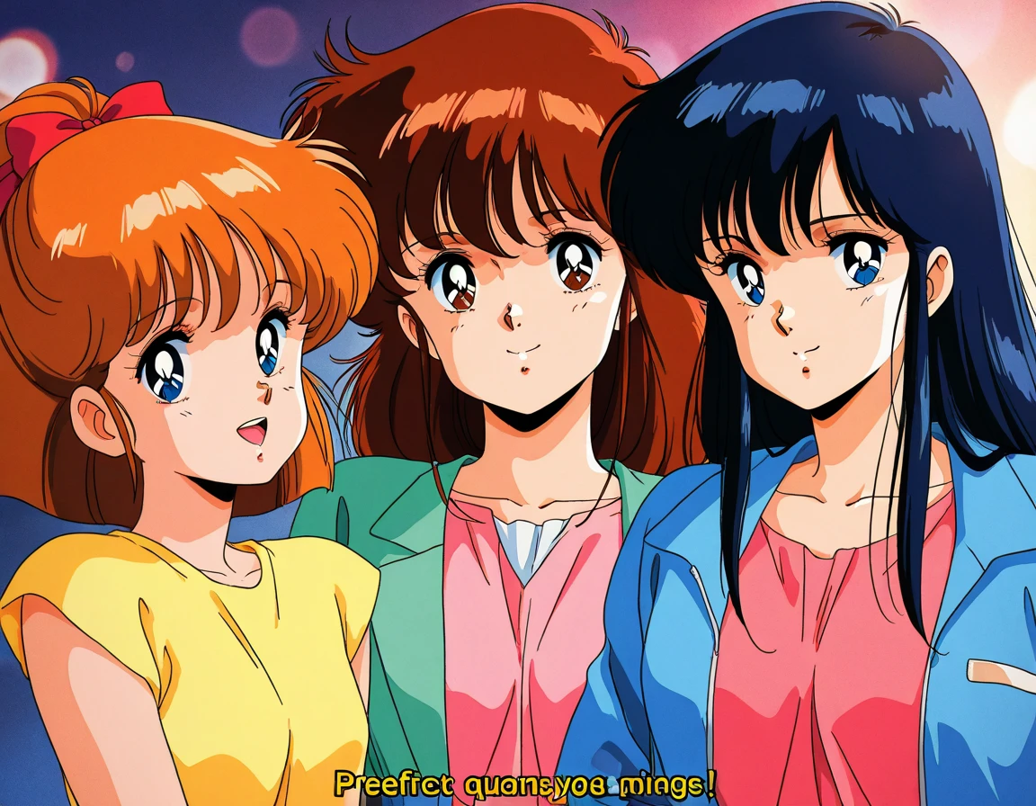 3girls, 1980s_\(style\), anime_screencap, bokeh, masterpiece - SeaArt AI
