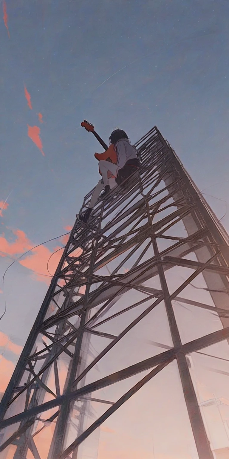 ((1girl straddle on (guitar body shape star:1.4)\) (flying high - SeaArt AI