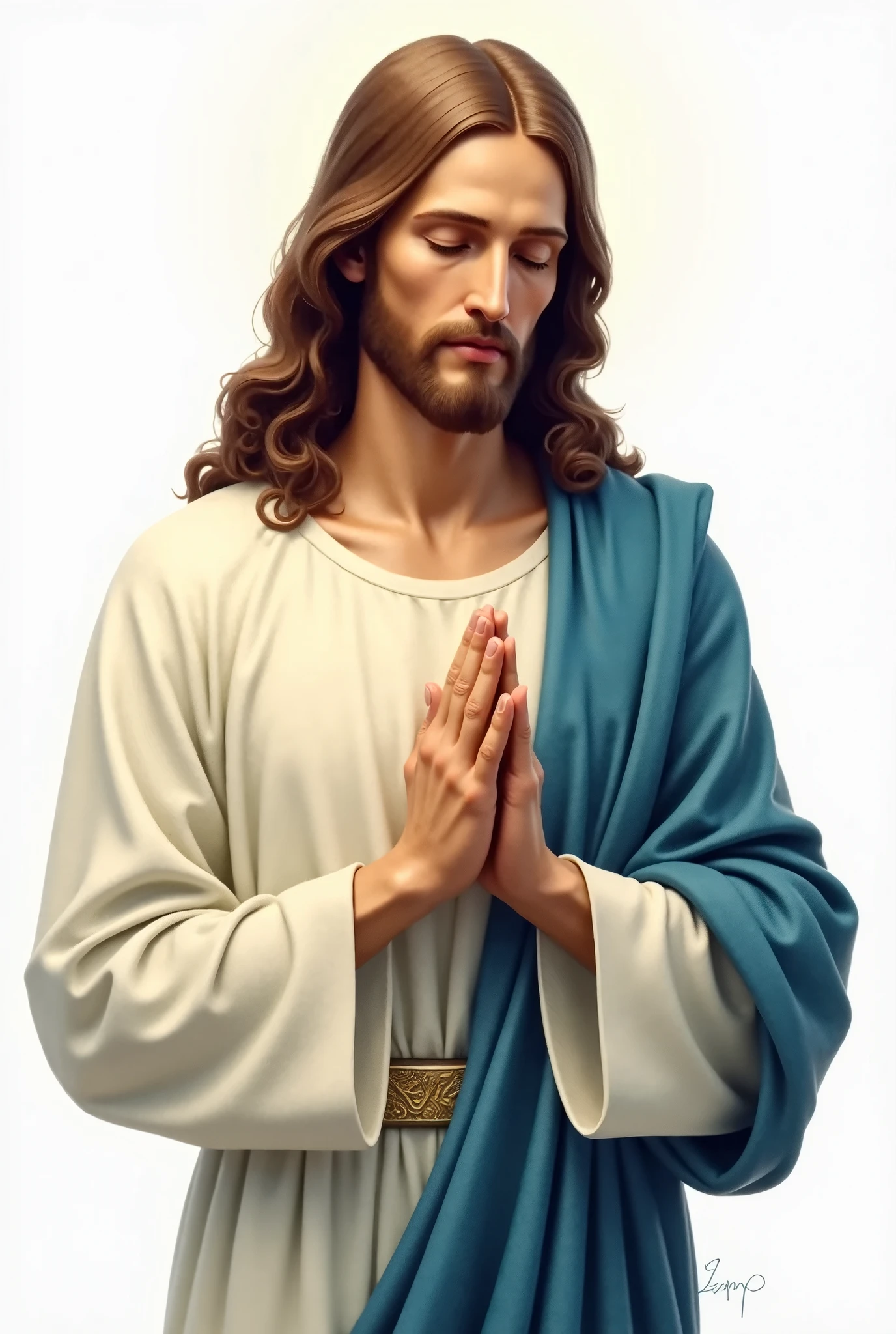 Arafed image of jesus with hands folded in prayer - SeaArt AI