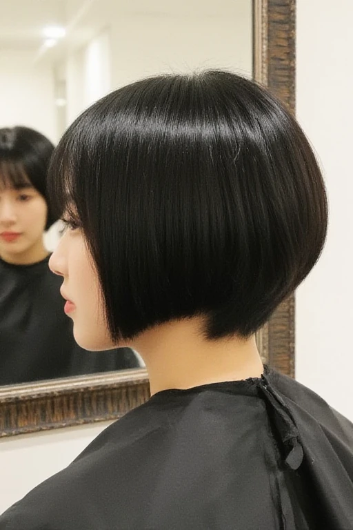 Microbob haircut with the back of the head cut quite short and even ...